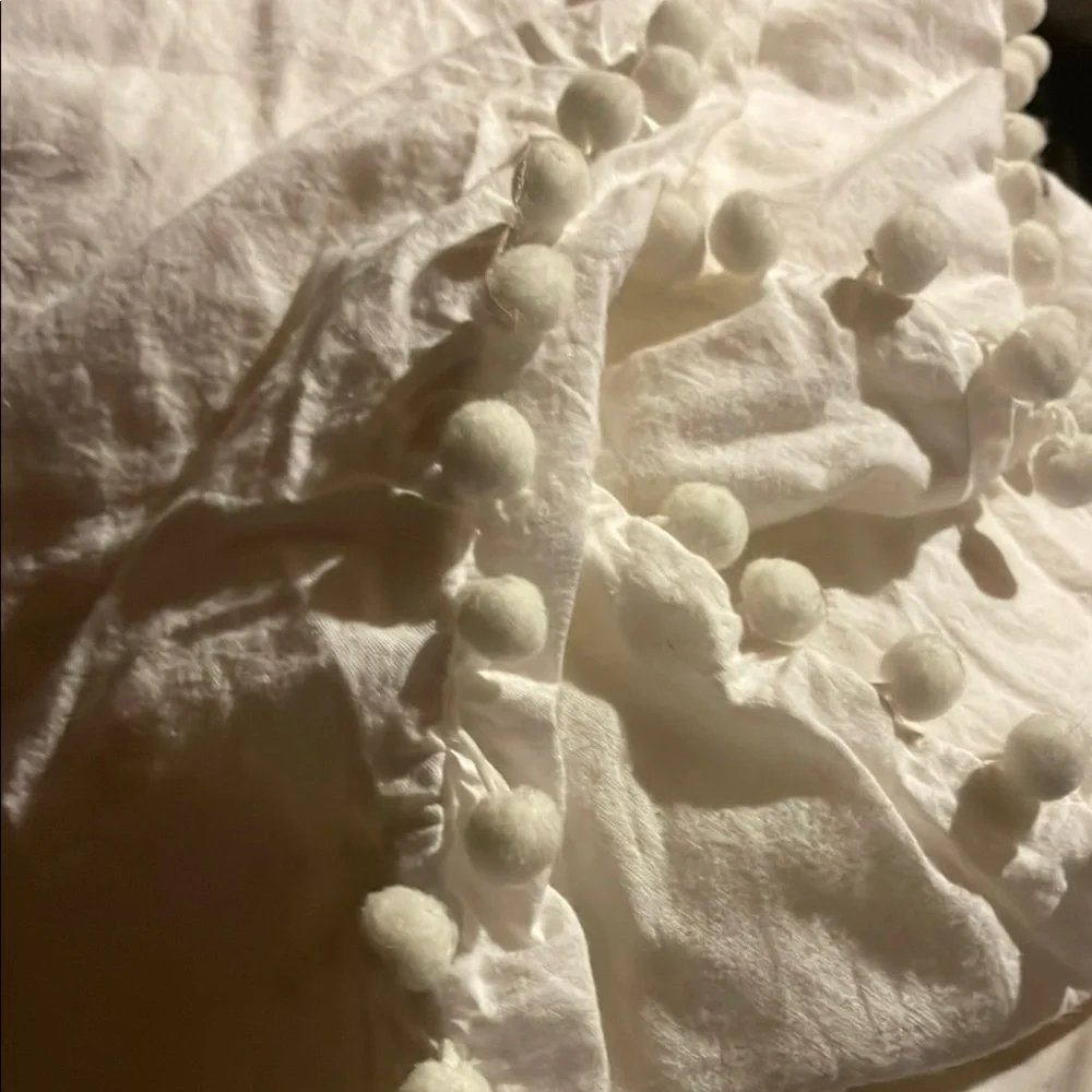 Bedding | White Pom Pom King Duvet | Poshmark